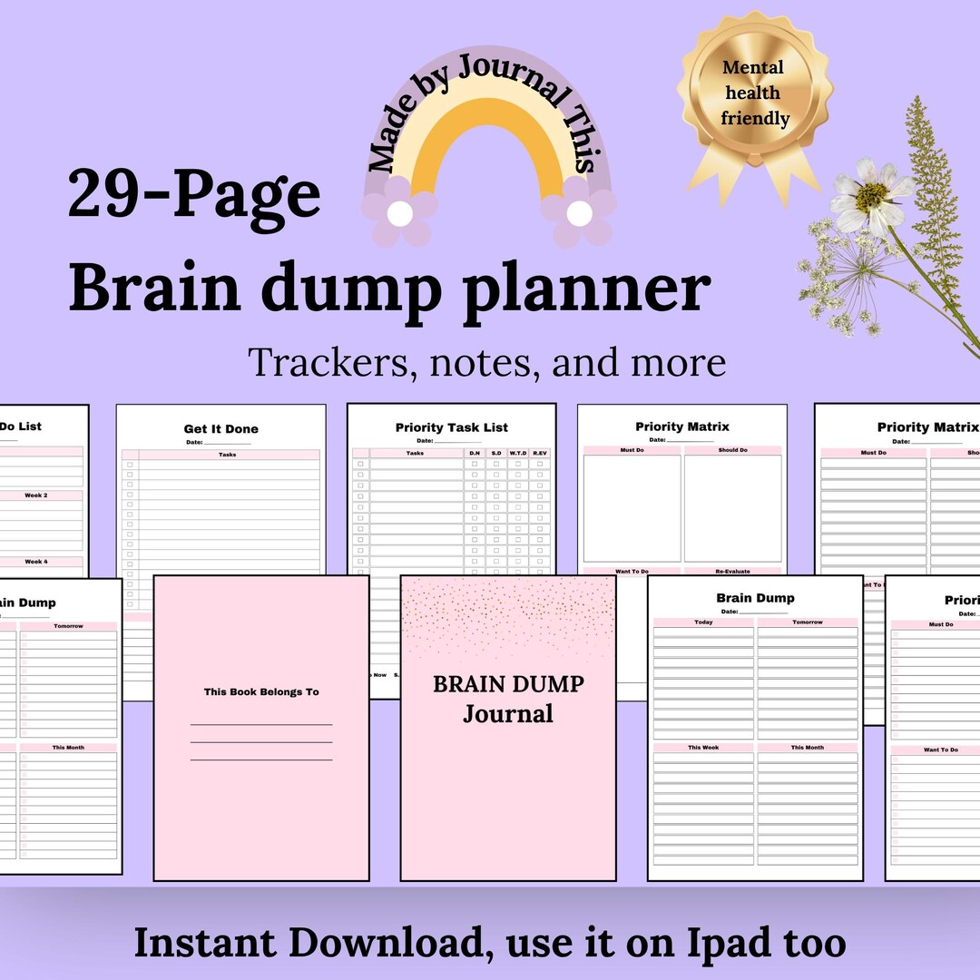 Brain Dump Planner Bundle Printable To-do List, Priority Matrix and ...