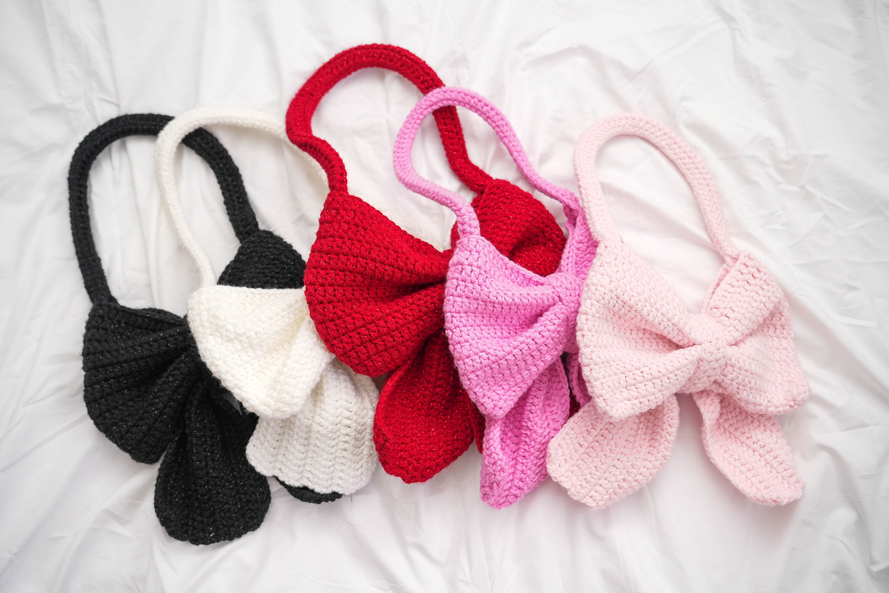 Red Crochet Bow Bag Coquette Shoulder Bag, Red Bow Bag, Crochet ...