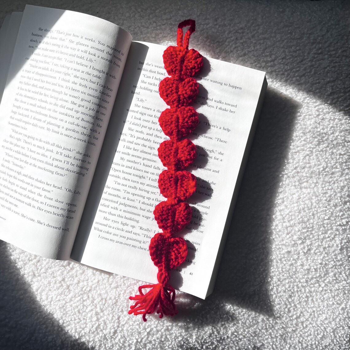 Valentine Day Crochet Bookmark Heart Bookmark, Gift for Teacher, Knit ...