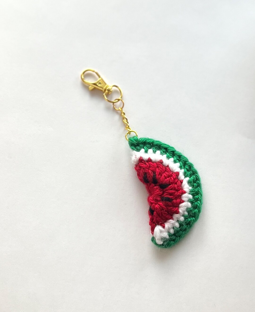 Crochet Watermelon Keychain - Gold Crochet Keychain, Watermelon Crochet ...