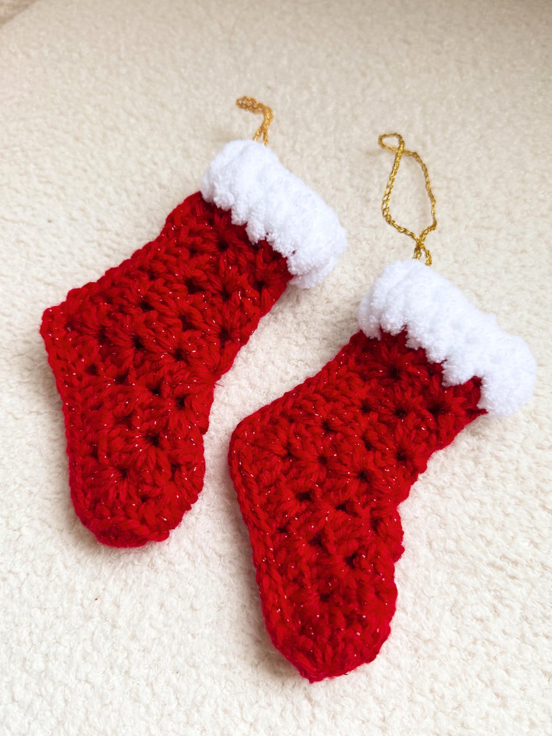 Handmade Mini Crochet Christmas Stocking Ornament - Christmas Stockings ...