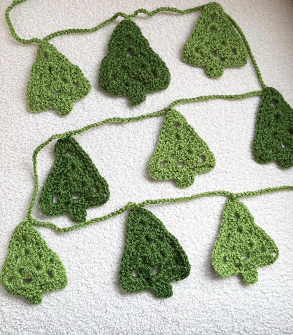 Handmade Crochet Christmas Tree Garland for Mantle, Christmas Garland ...
