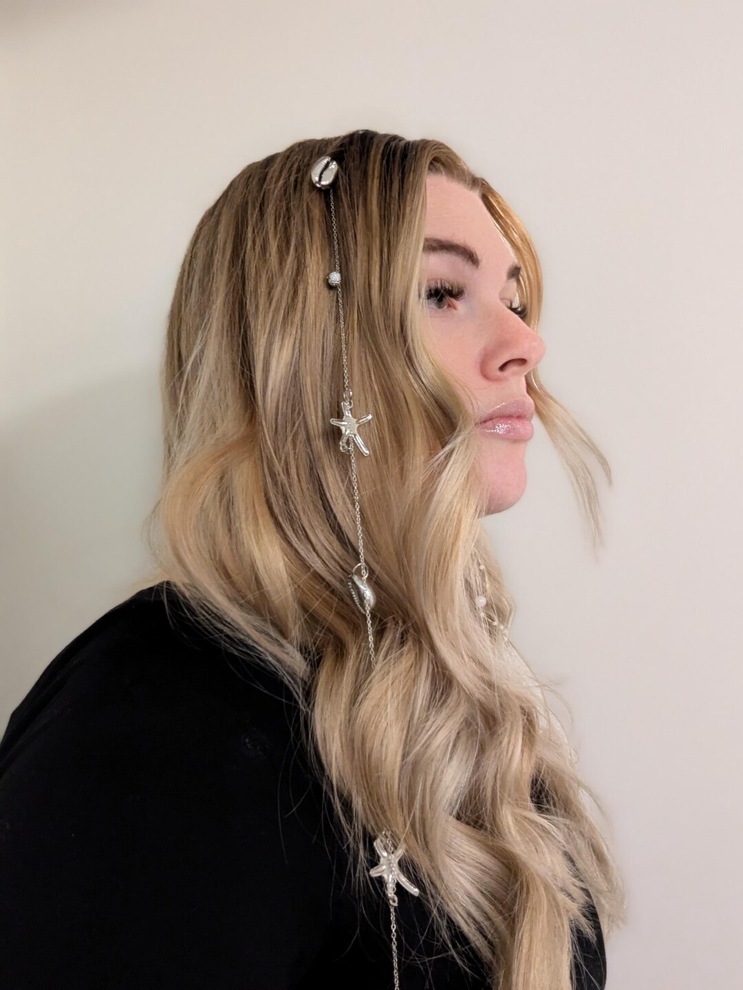23" Silver Shell Starfish Clip-in Hair Extension - Mermaid Braids, Boho ...