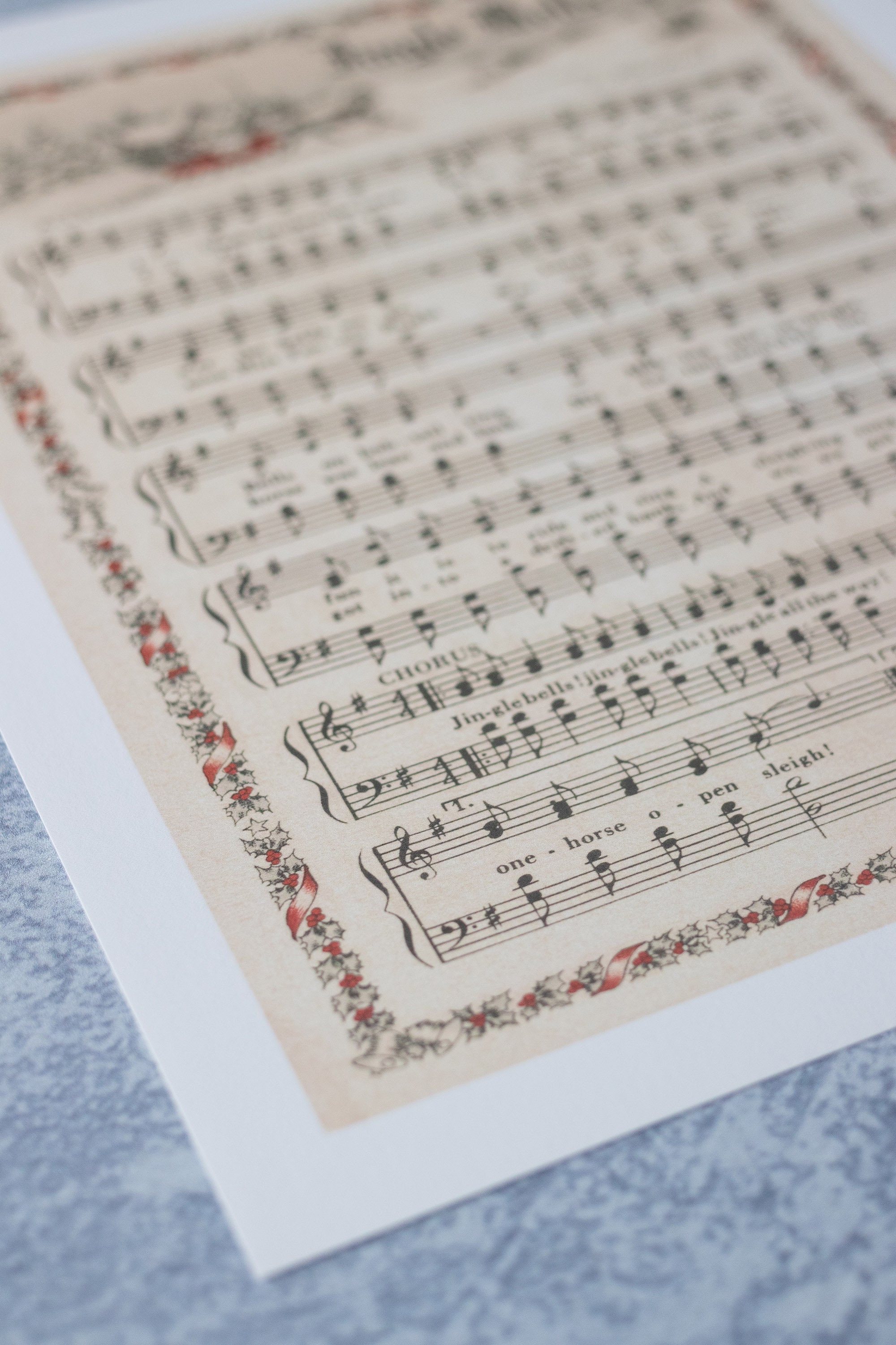 Jingle Bells Color Illustrated 8x10 Sheet Music Print Christmas Wall ...