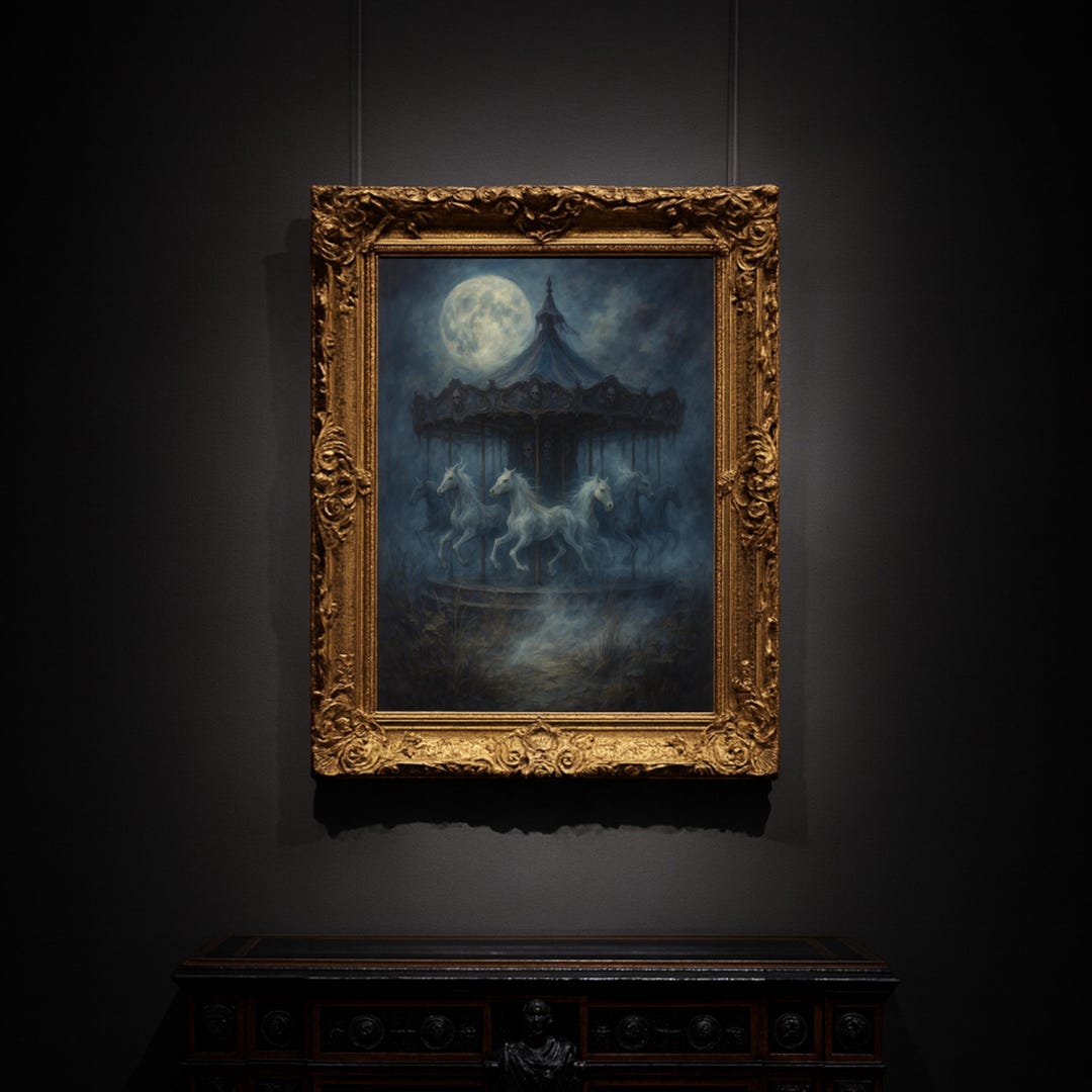 Halloween Haunted Carousel Wall Art – Gothic Halloween Digital Print ...