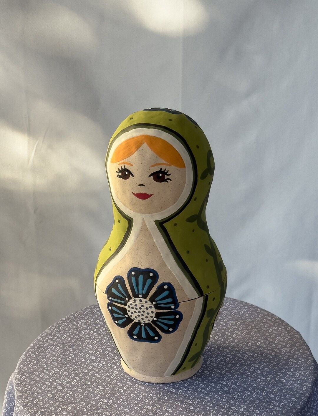 Ceramic Green Nesting Doll - Etsy