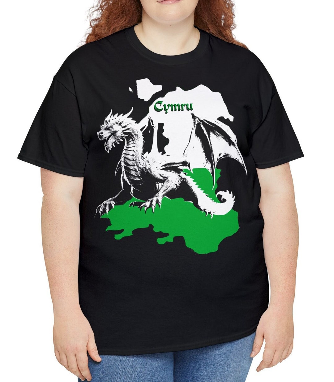 T Shirt Wales - Cymru, Welsh Flag Cropped to the Shape of the Map of ...