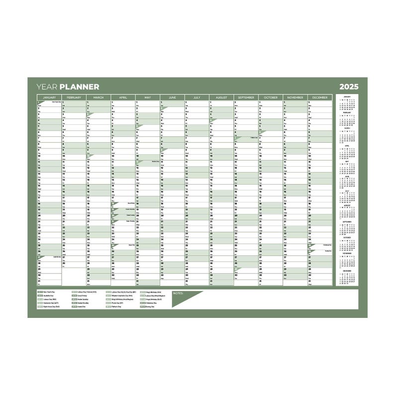 Australia 2025 Large Wall Planner. Sage Green Wall Planner 2025 ...