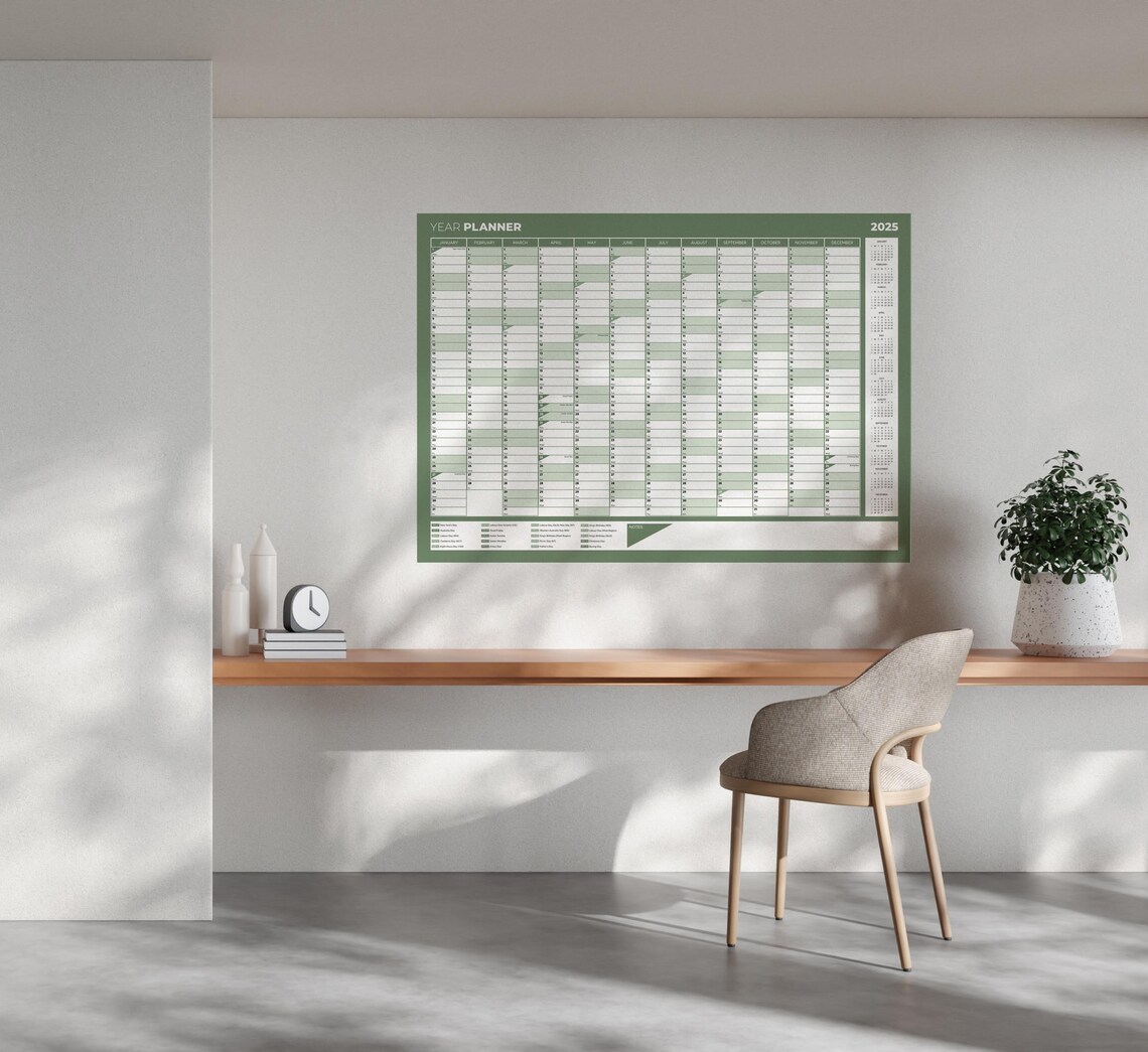Australia 2025 Large Wall Planner. Sage Green Wall Planner 2025 ...