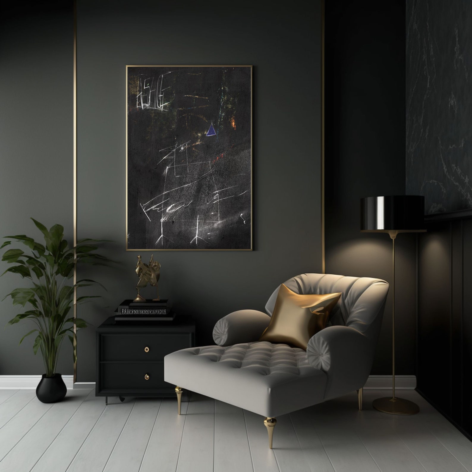 Set of Two Prints. Modern, Dark, Abstract Wall Art. Scribble, Sketchy ...