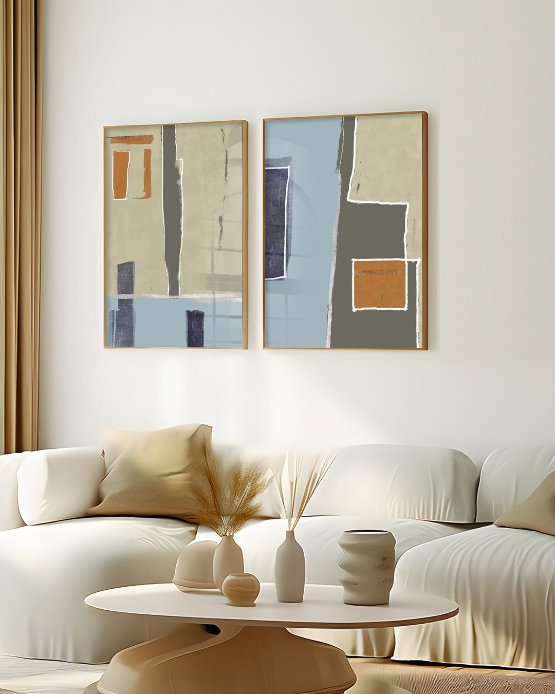Set of Two Prints. Pastel, Soft Colors. Geometric, Abstract Art. - Etsy