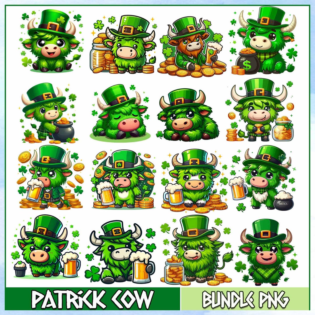 St Patrick's Day Highland Cow PNG, Retro St Patricks, St Patrick's Day ...