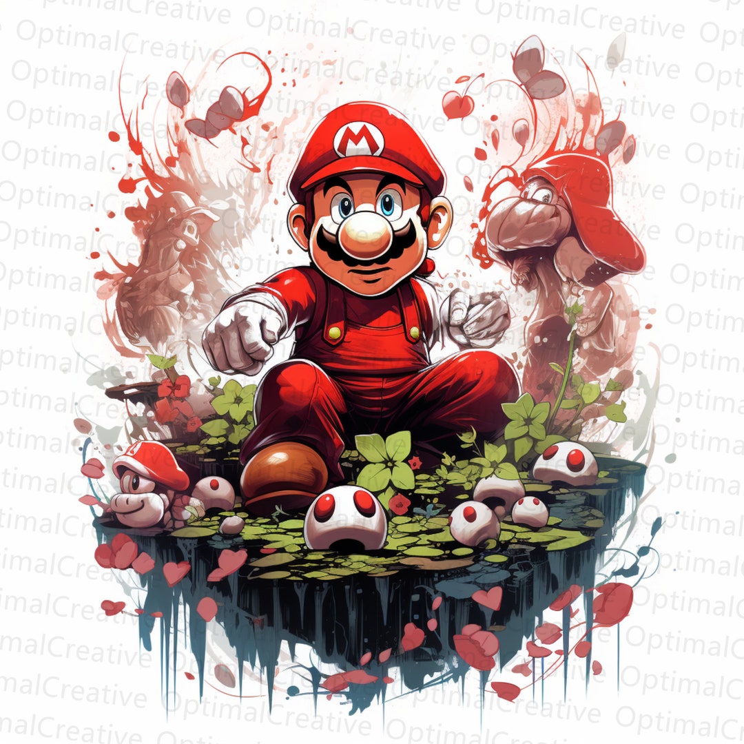 Mario Wearing a Red Hat and Red Suspenders, Printable Mario Art ...