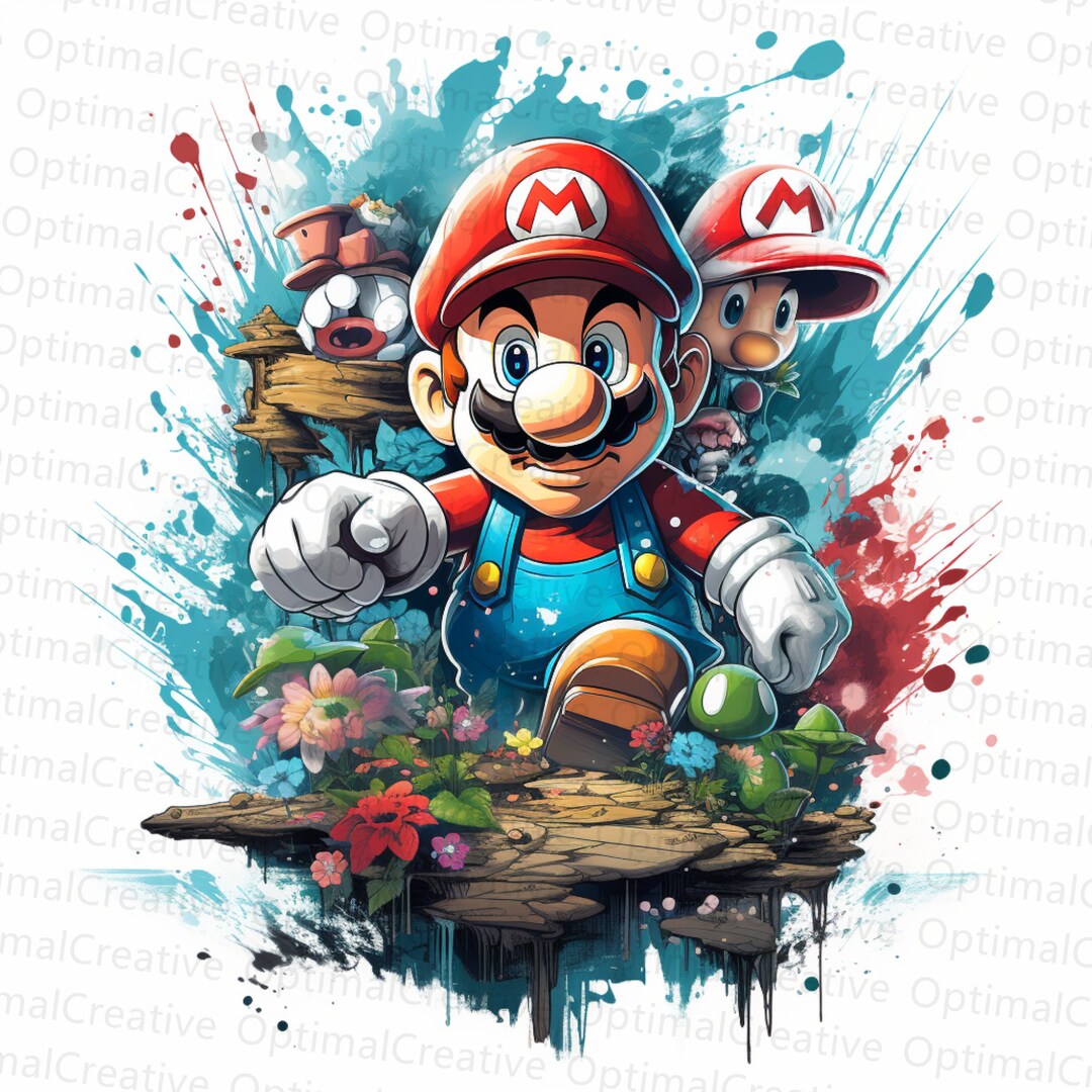 Mario Splash Design, Watercolor Design, Super Mario PNG Fan Art ...
