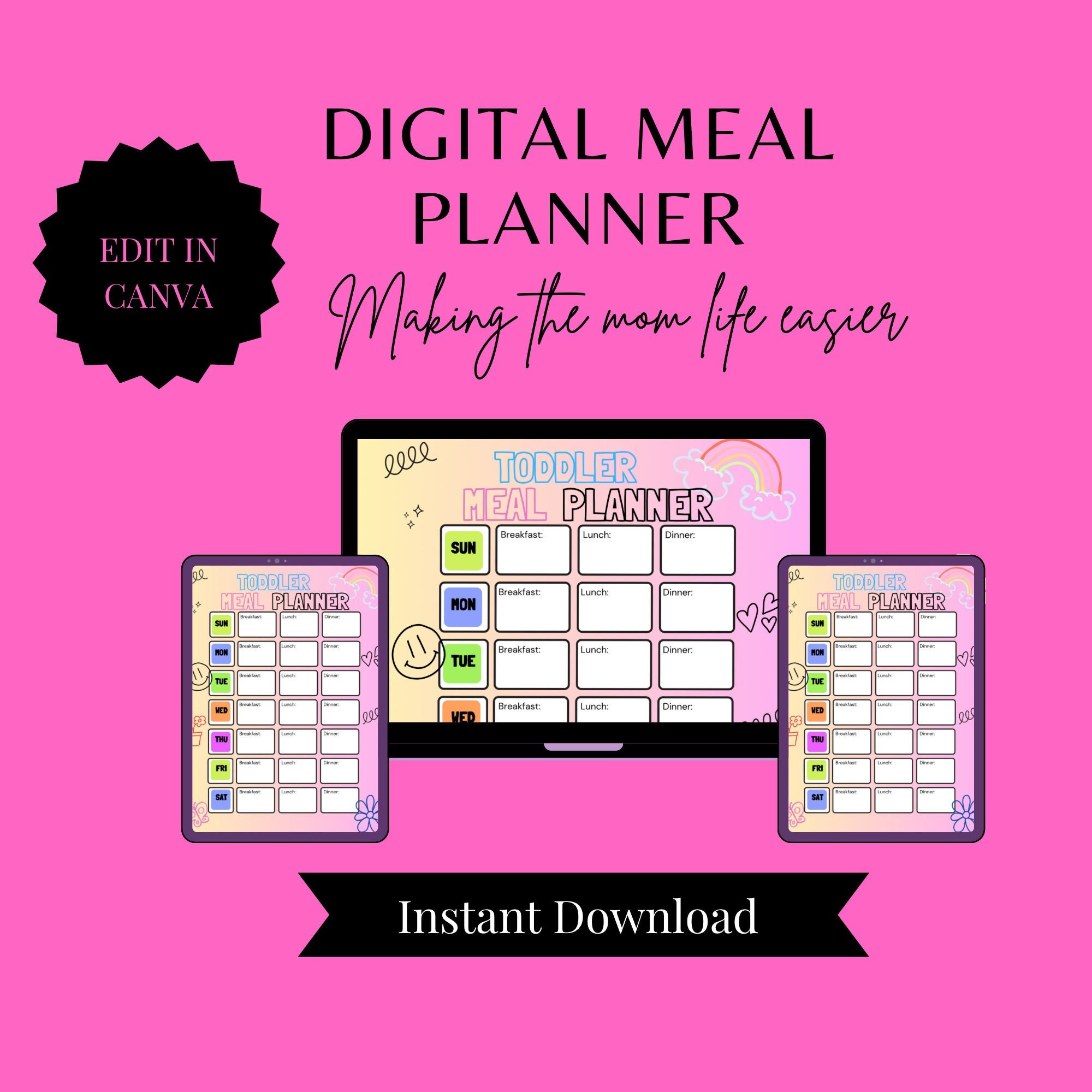 Toddler Meal Planner, Digital Meal Planner, Meal Prep, Toddler Meals - Etsy