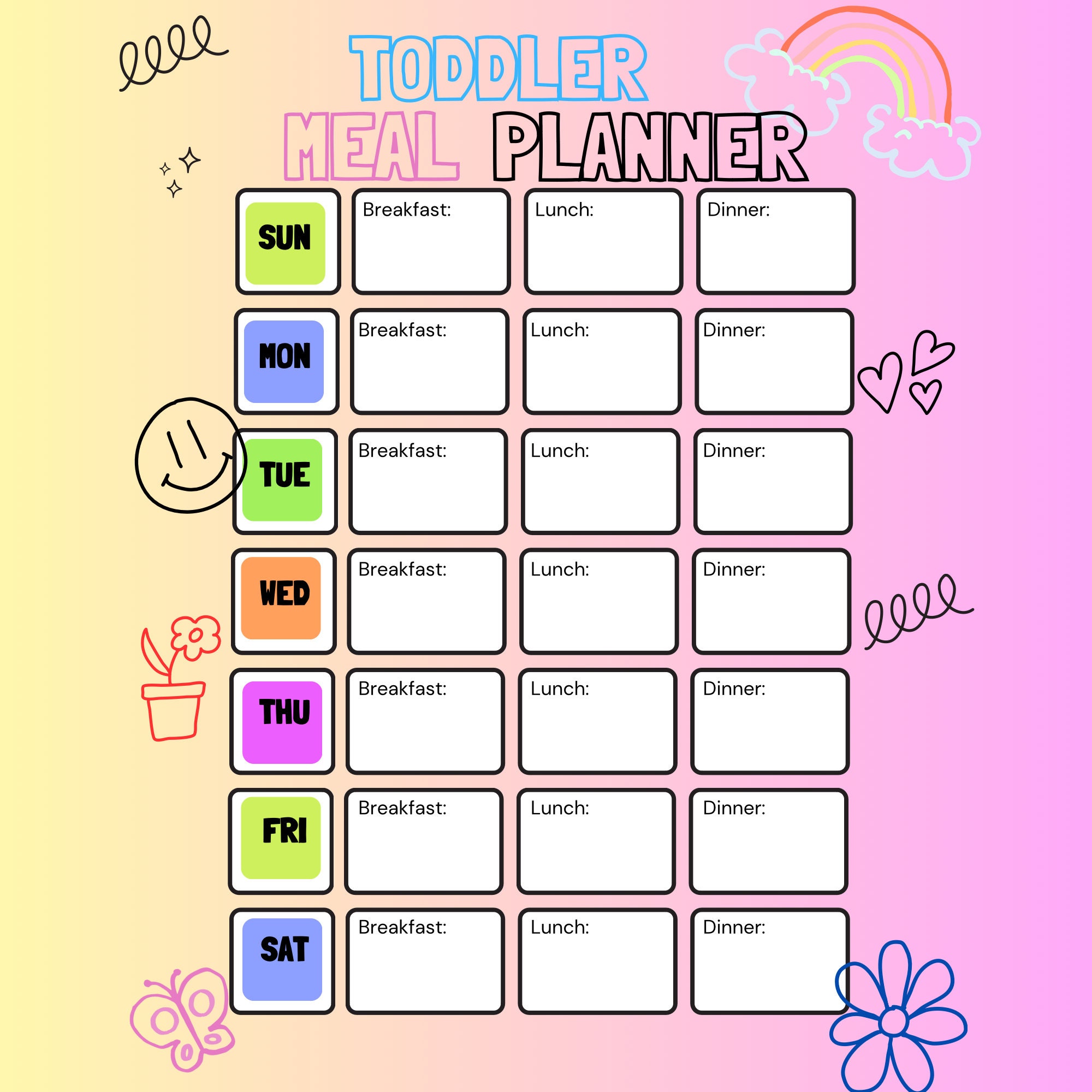 Toddler Meal Planner, Digital Meal Planner, Meal Prep, Toddler Meals - Etsy