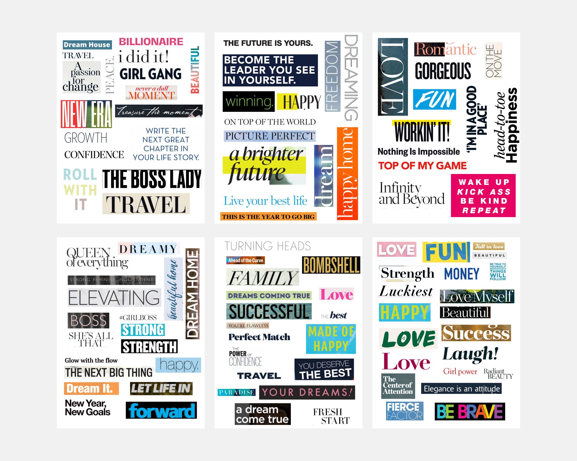 100 Real Magazine Words Cutouts | Printable Vision Board Words | Vision ...