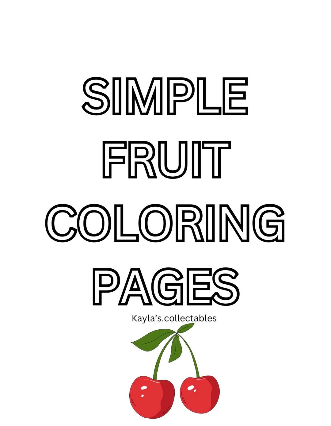 Cute Simple Fruit Coloring Page digital - Etsy