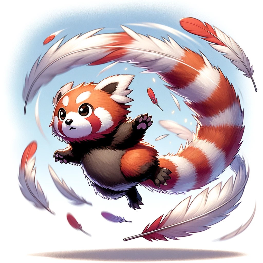 Panda Flurry Whimsical Flying Red Panda Digital Art - Etsy