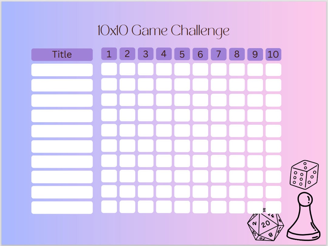 10x10 Game Challenge - Etsy