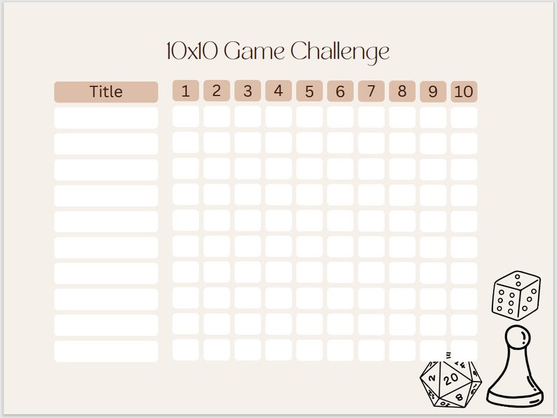 10x10 Game Challenge - Etsy