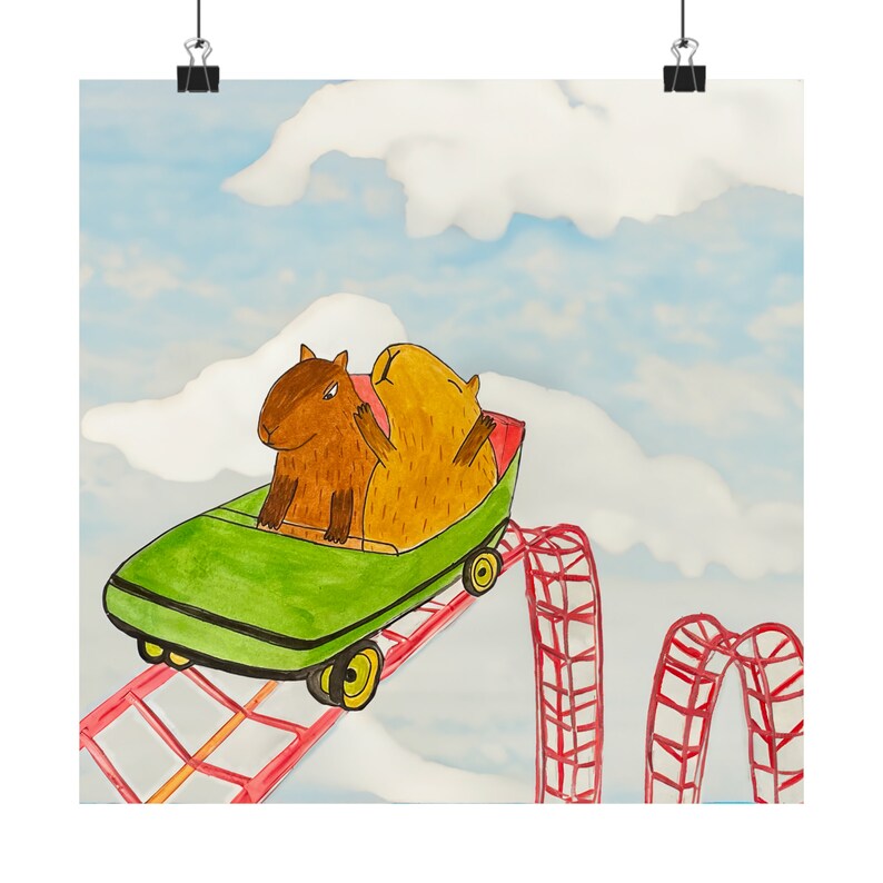Capybara's on Rollercoaster - Print - Etsy