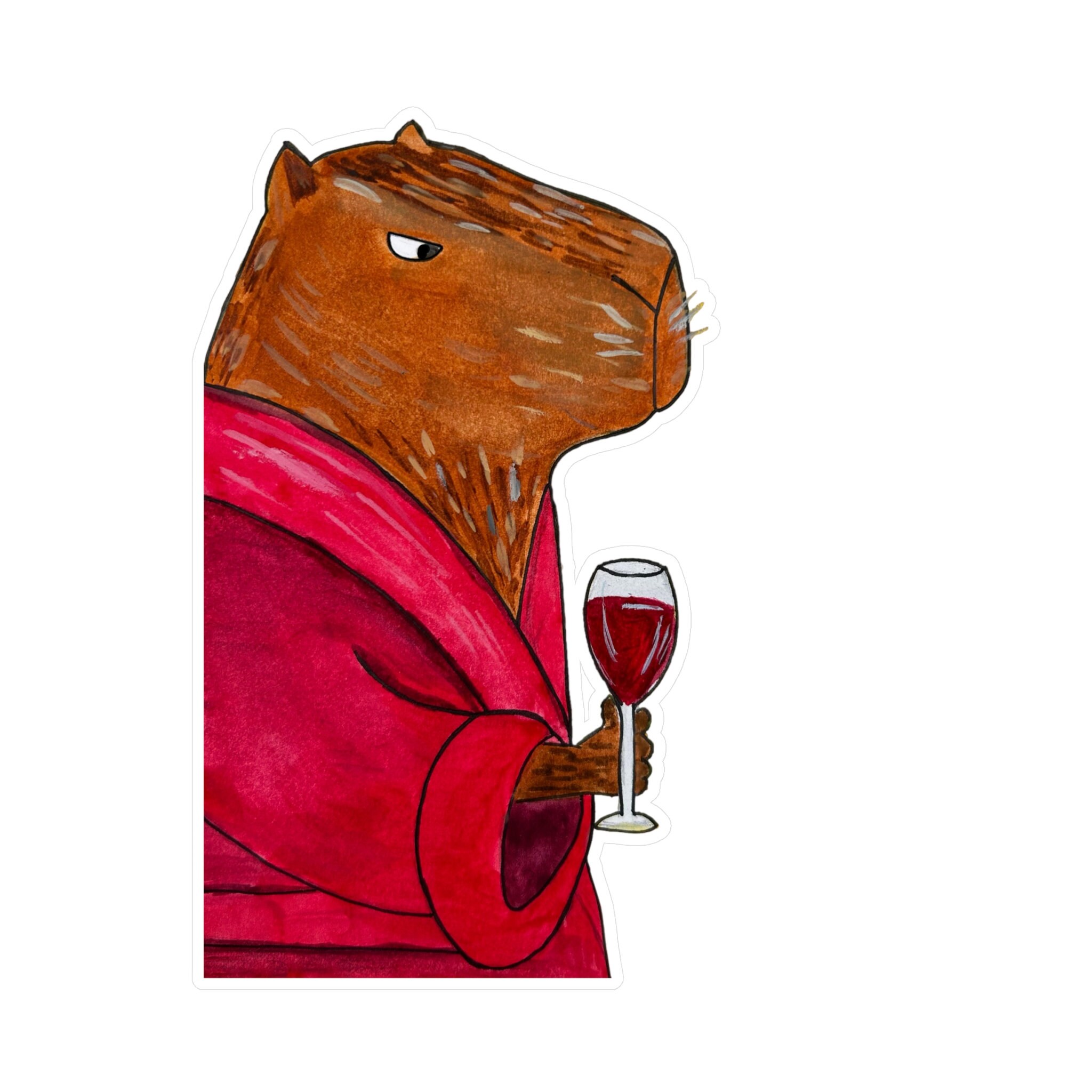 Capybara STICKER Holding Wine Glass - Etsy