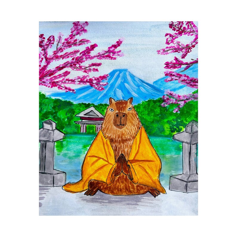 Capybara Meditating - Print - Etsy