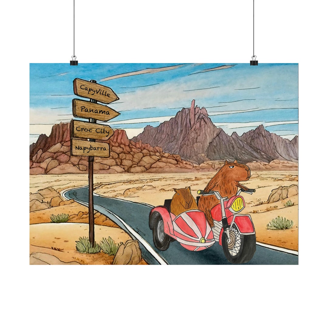Capybara Riding Motorcycle & Side Car - Print - Etsy