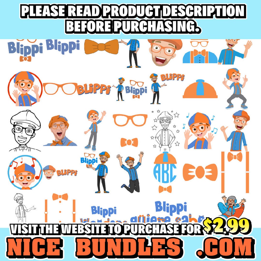 Blippi SVG Bundle, Happy Birthday Blippi Svg, Blippi Sublimation Design ...