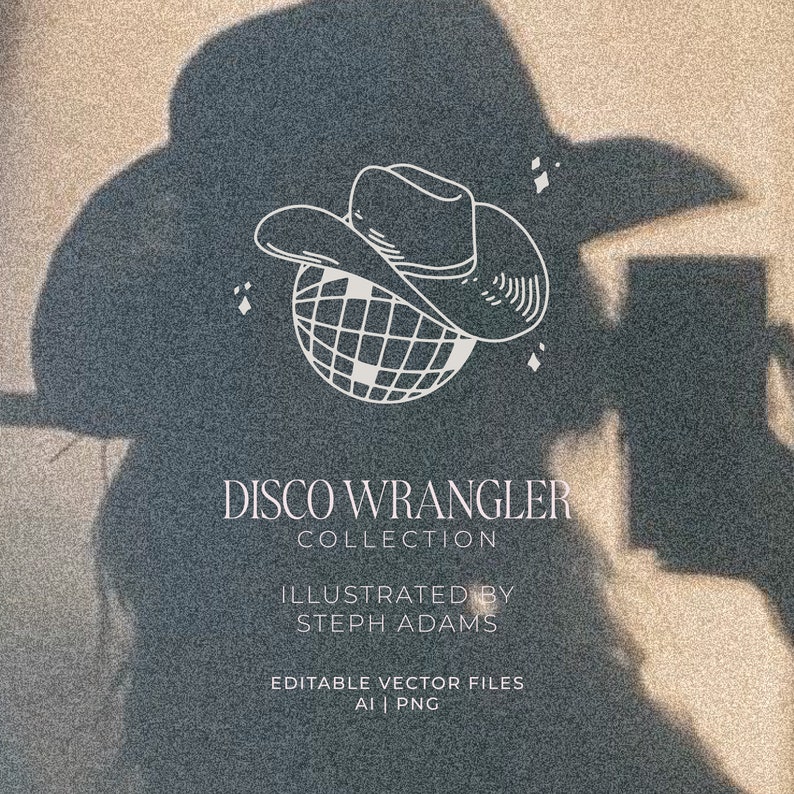 Disco Cowgirl Cowboy Party Illustrations - Western Cowboy Disco ...