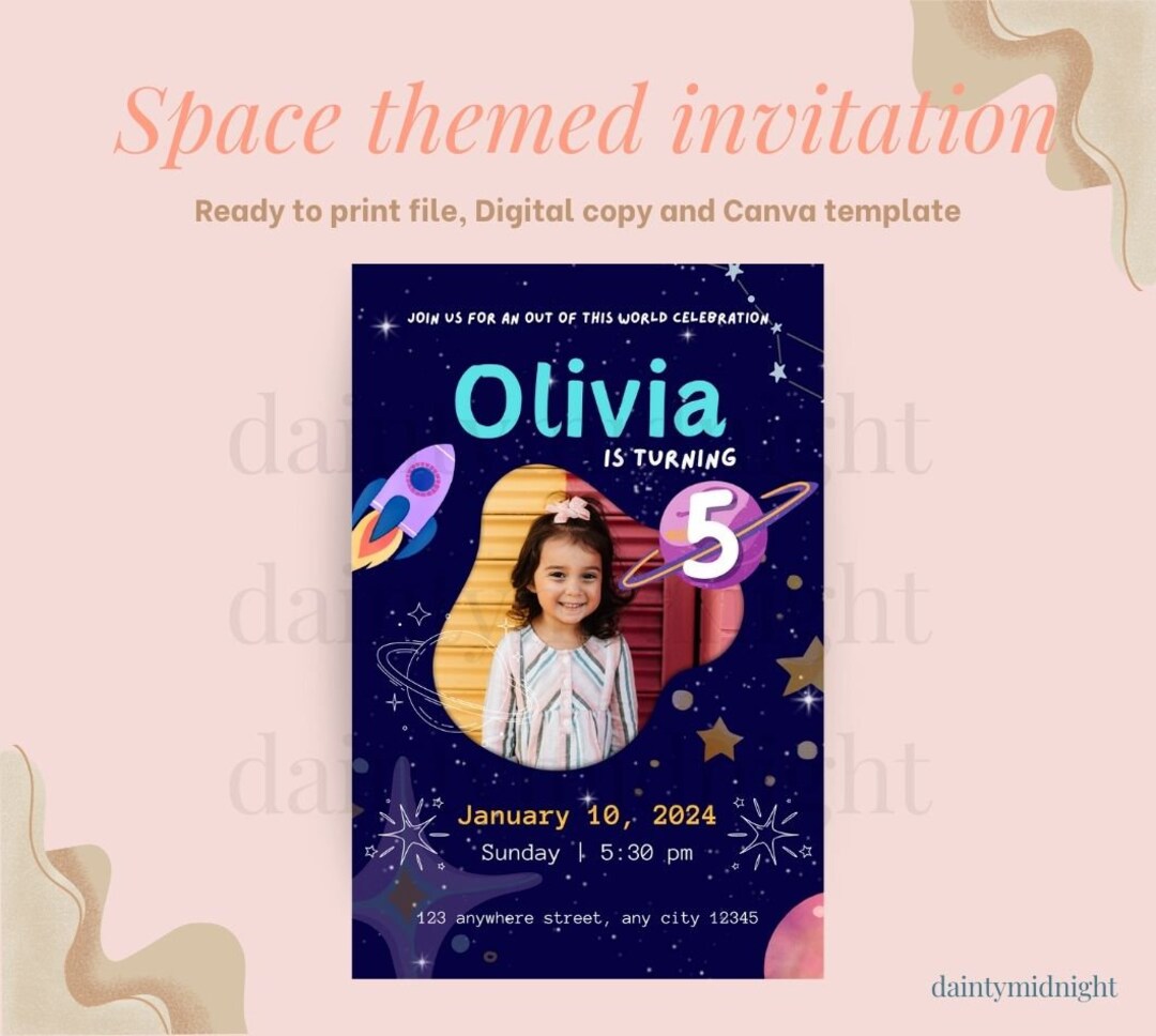 Canva Editable Space Themed Invitation, Editable Invitation, Outer ...