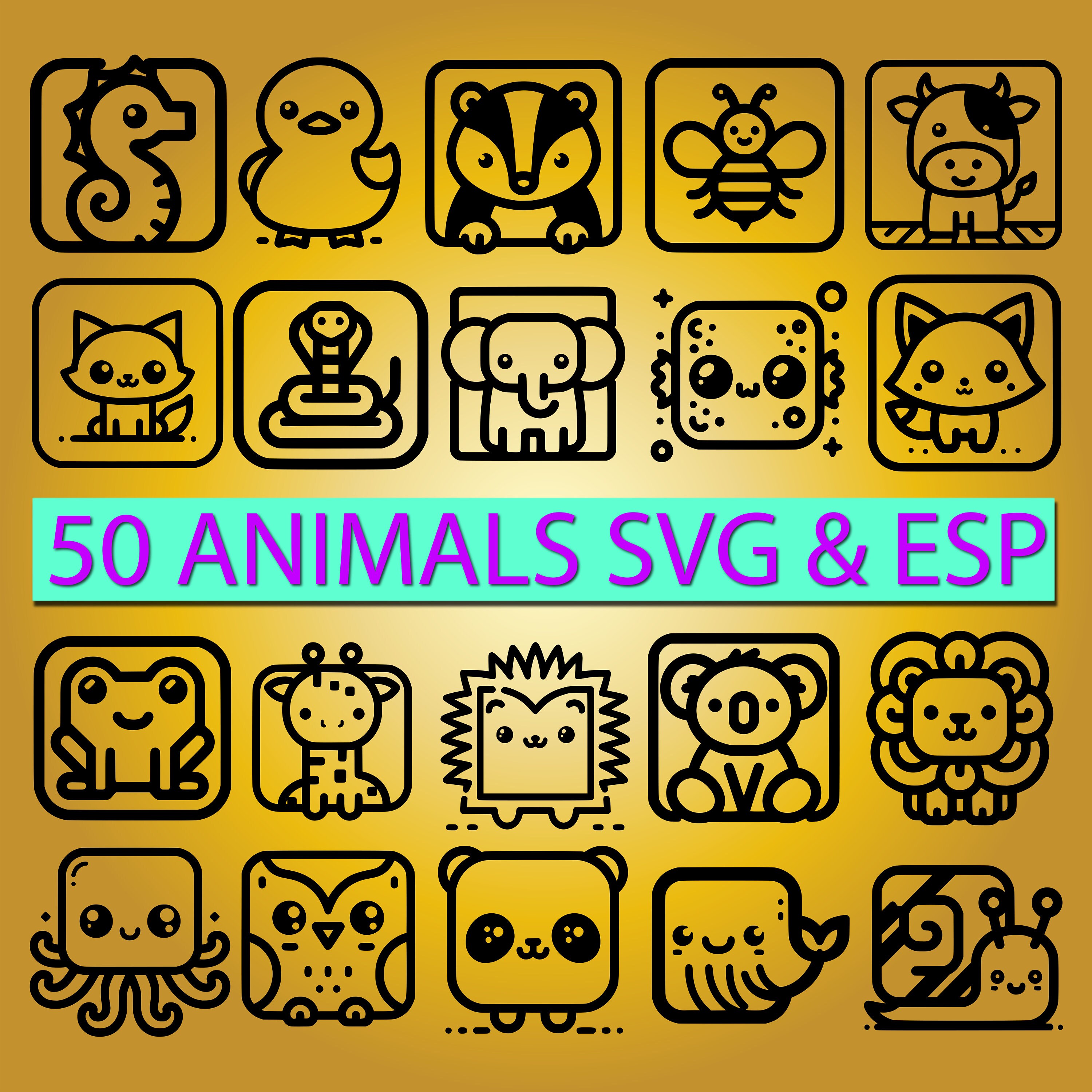 50 Animals SVG & ESP Dog Cartoon Svg Animal Hand Drawn Cat Cartoon ...