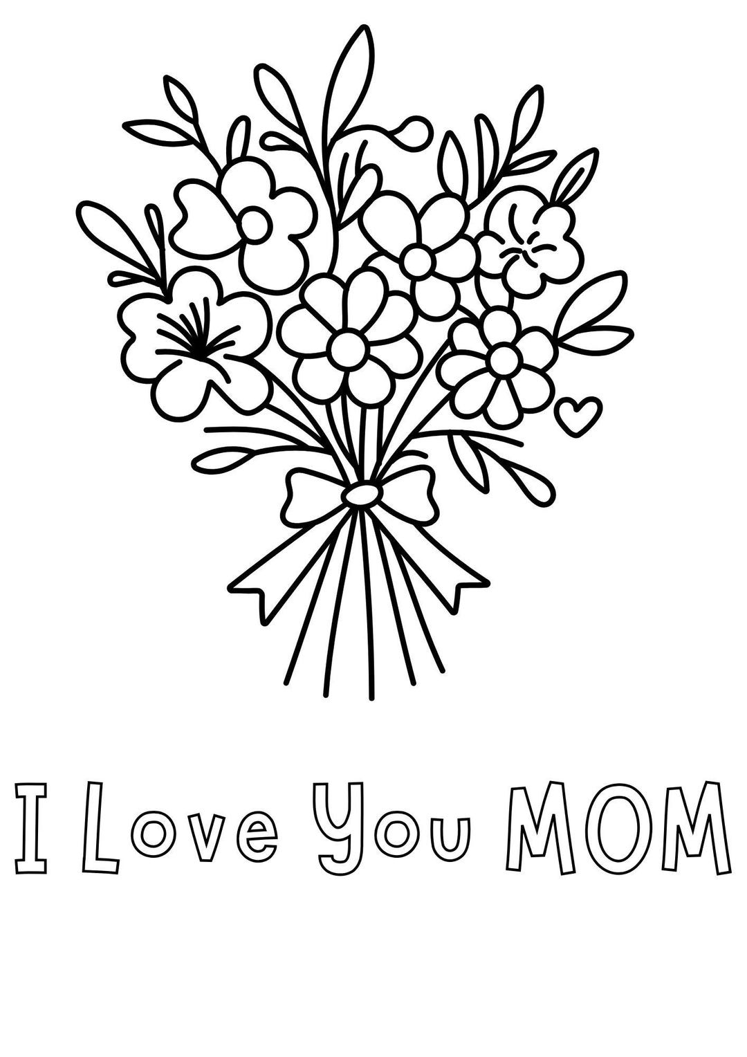 Mother's Day Coloring Page "i Love You Mom" - Etsy