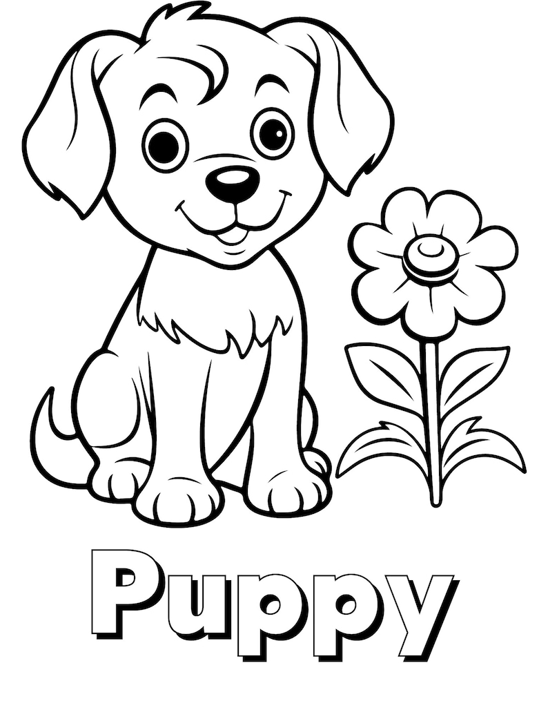 Puppy Dog Learning Coloring Page for Toddlers - Etsy Canada