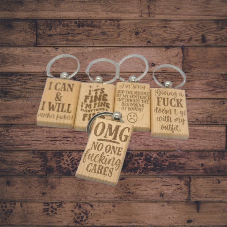 Laser Engraved Wood Keychains Funny Sayings - Etsy