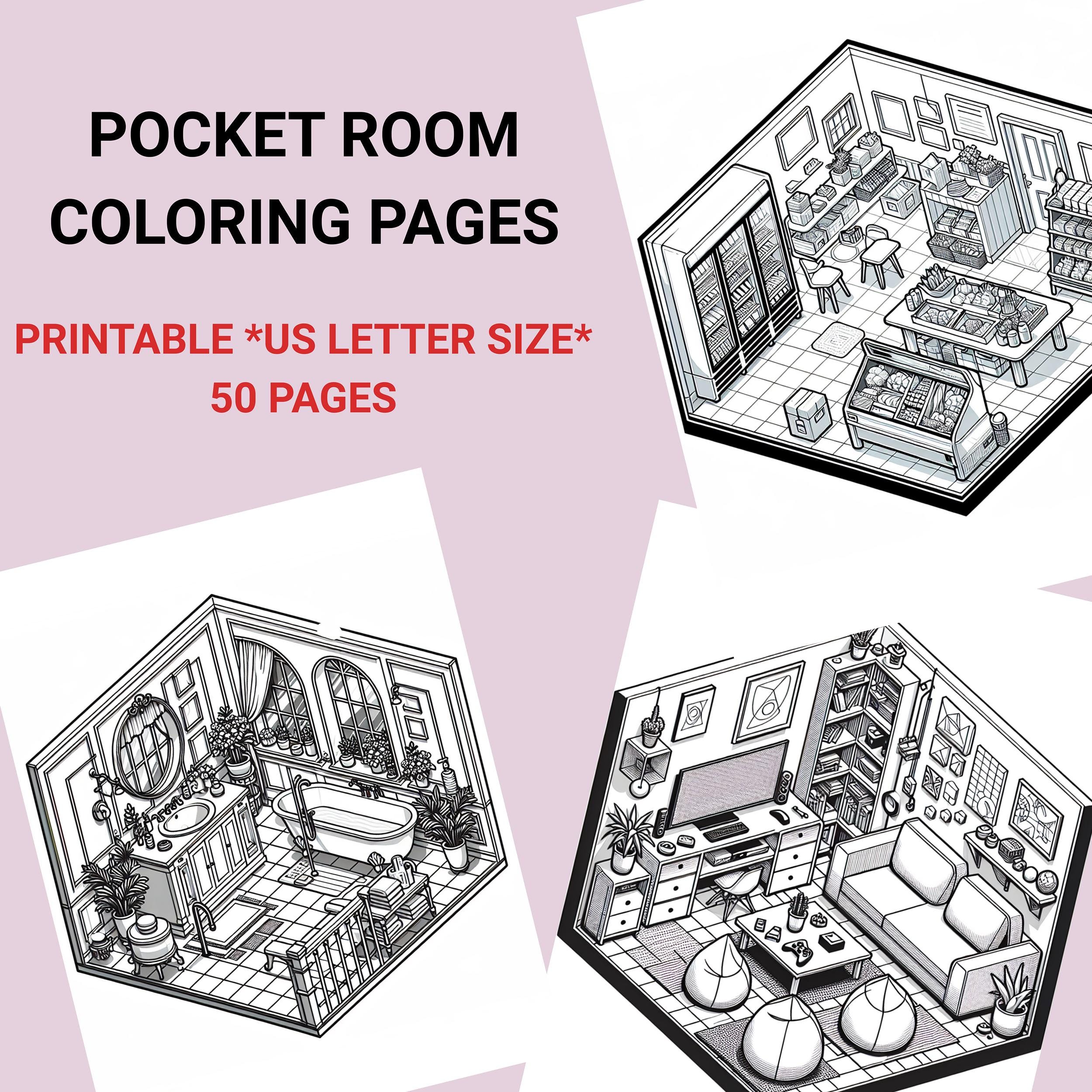 Pocket Room Coloring Pages | 50 Pages | for Kids and Adults | Digital ...