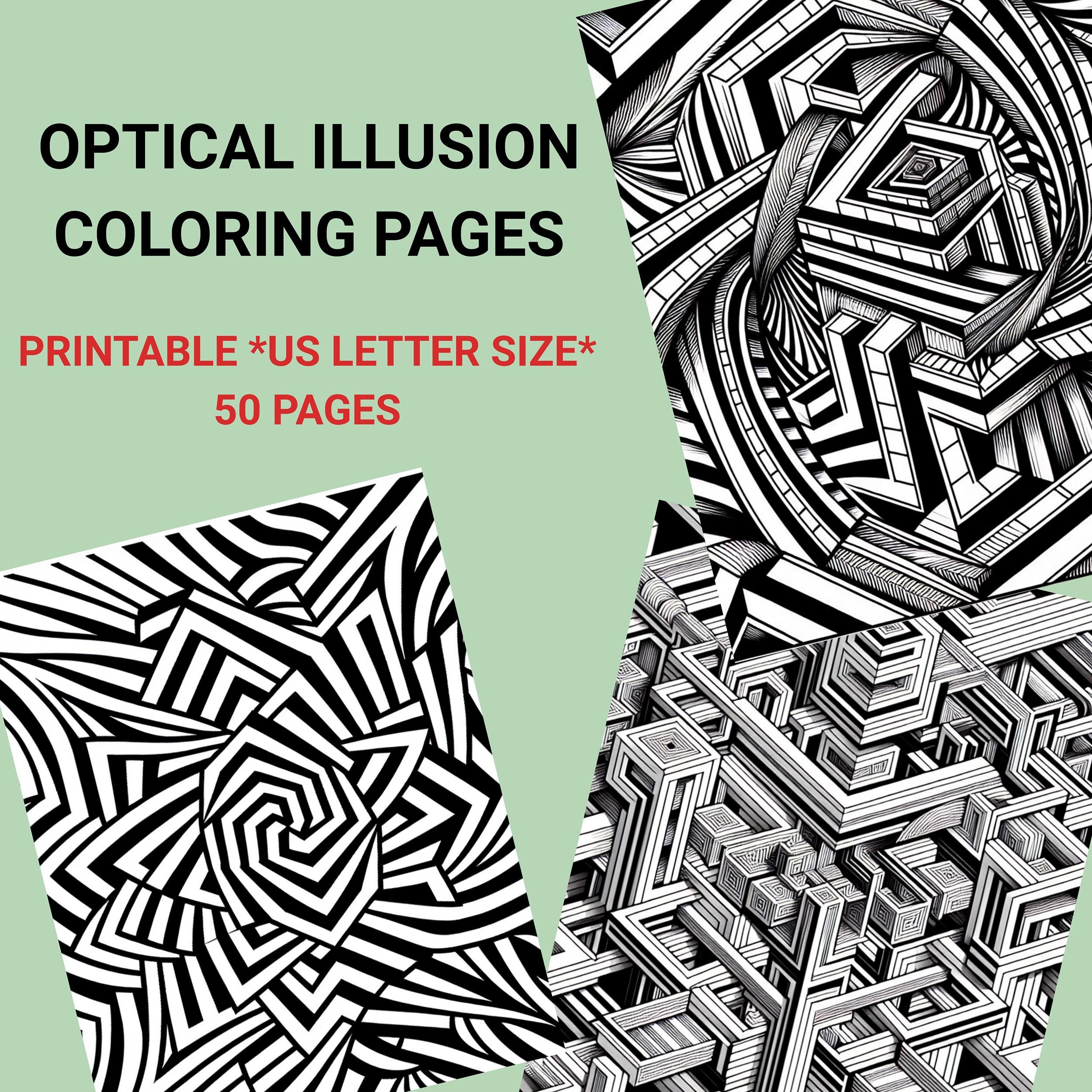 Optical Illusion Coloring Pages | 50 Pages | for Kids and Adults ...