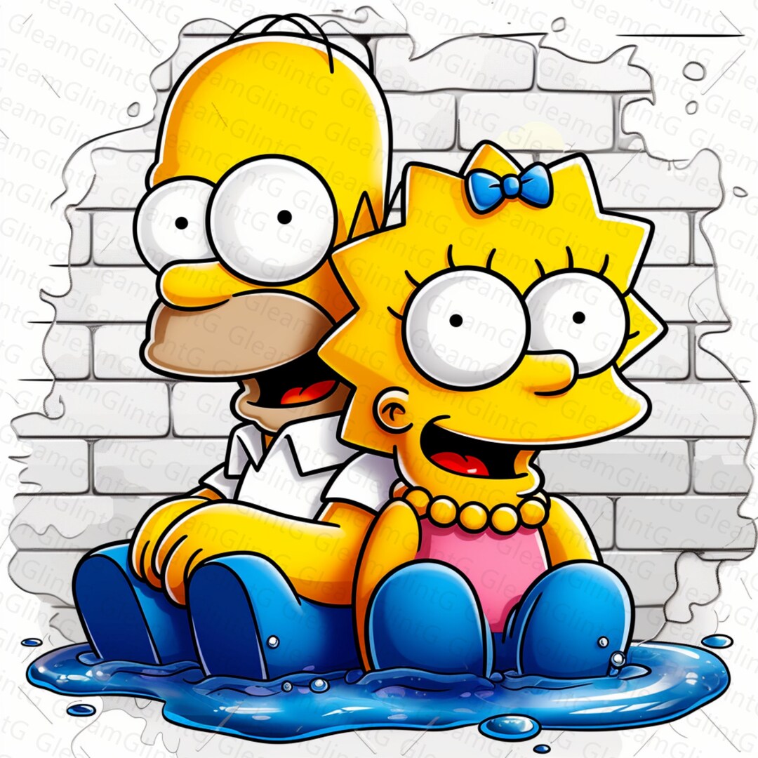 The Simpsons Father and Daughter Sitting on the Floor With Their Backs ...