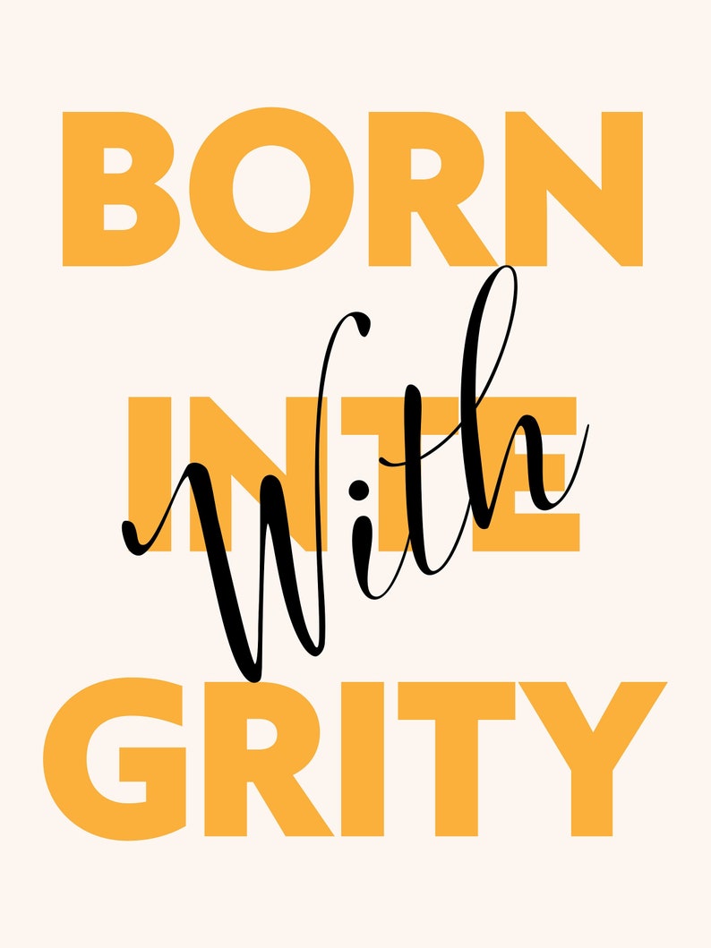 Minimalist 'born With Integrity' Typography Wall Art - Sophisticated ...