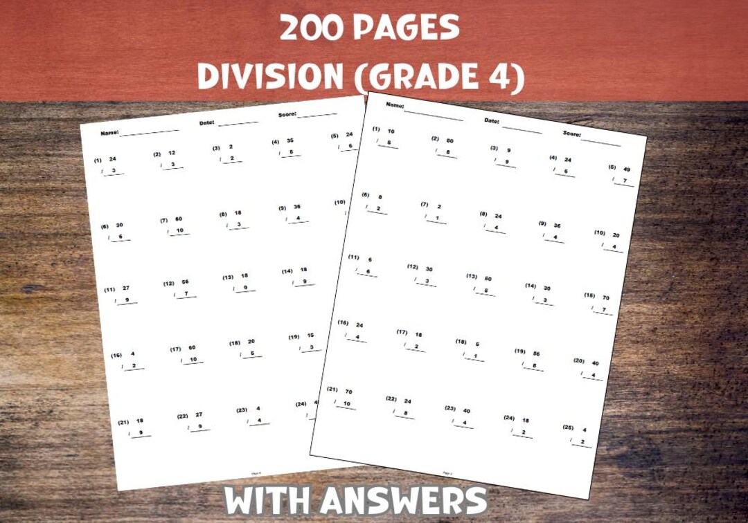 200 Pages of Printable Math Division Worksheets, Answers Numbers 1 ...