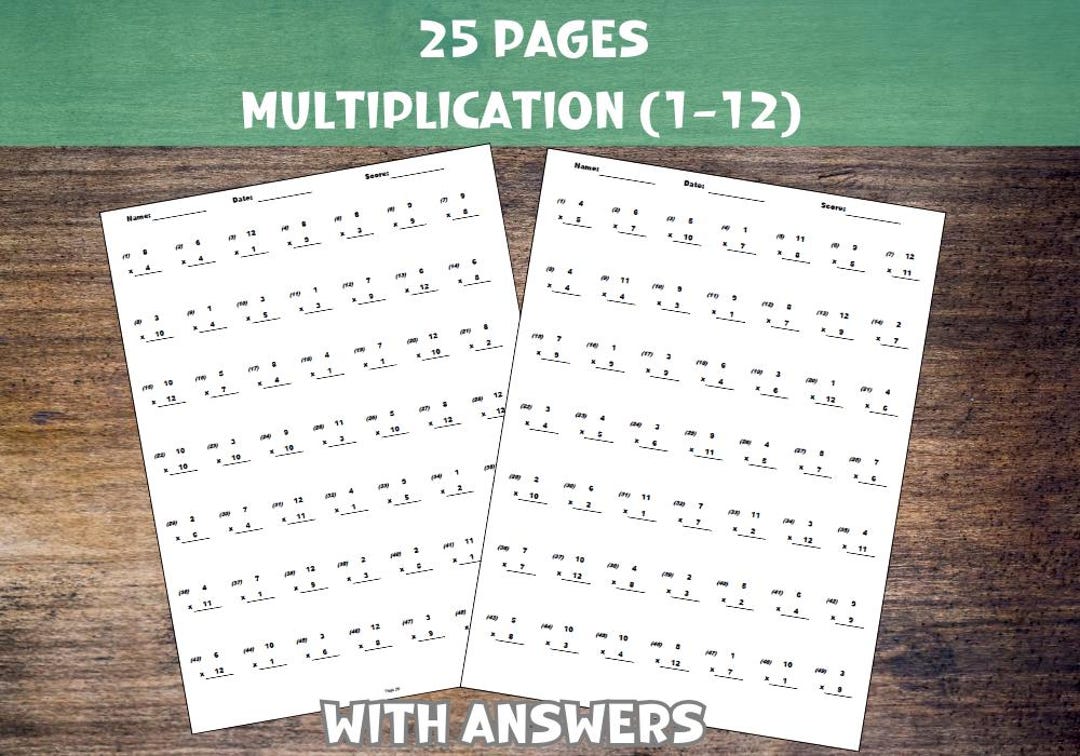 25 Pdf Pages of Printable Math Multiplication Worksheets Multiply ...