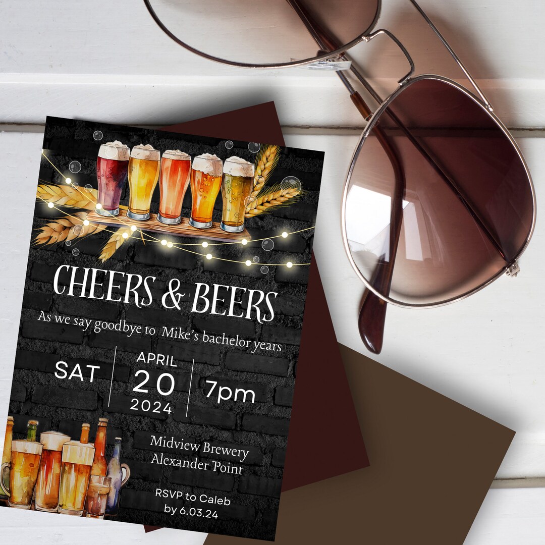 Cheers & Beers Bucks Night Invite, Bachelor Party Invitation Instant ...