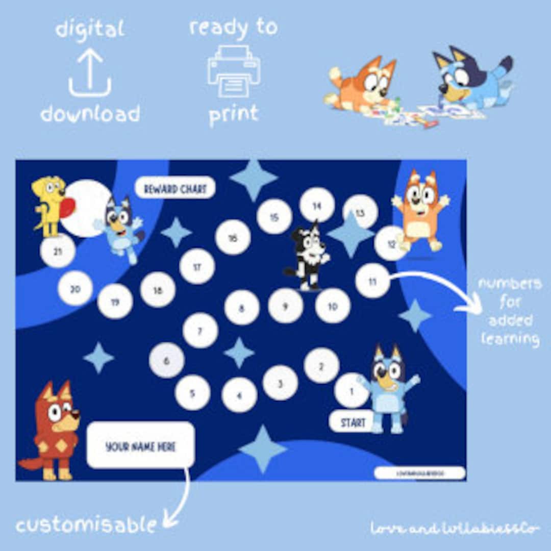 Downloadable Bluey Reward Chart - Etsy