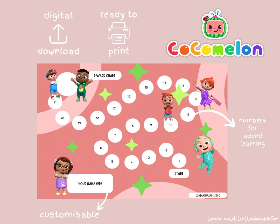 Downloadable Cocomelon Reward Chart - Etsy