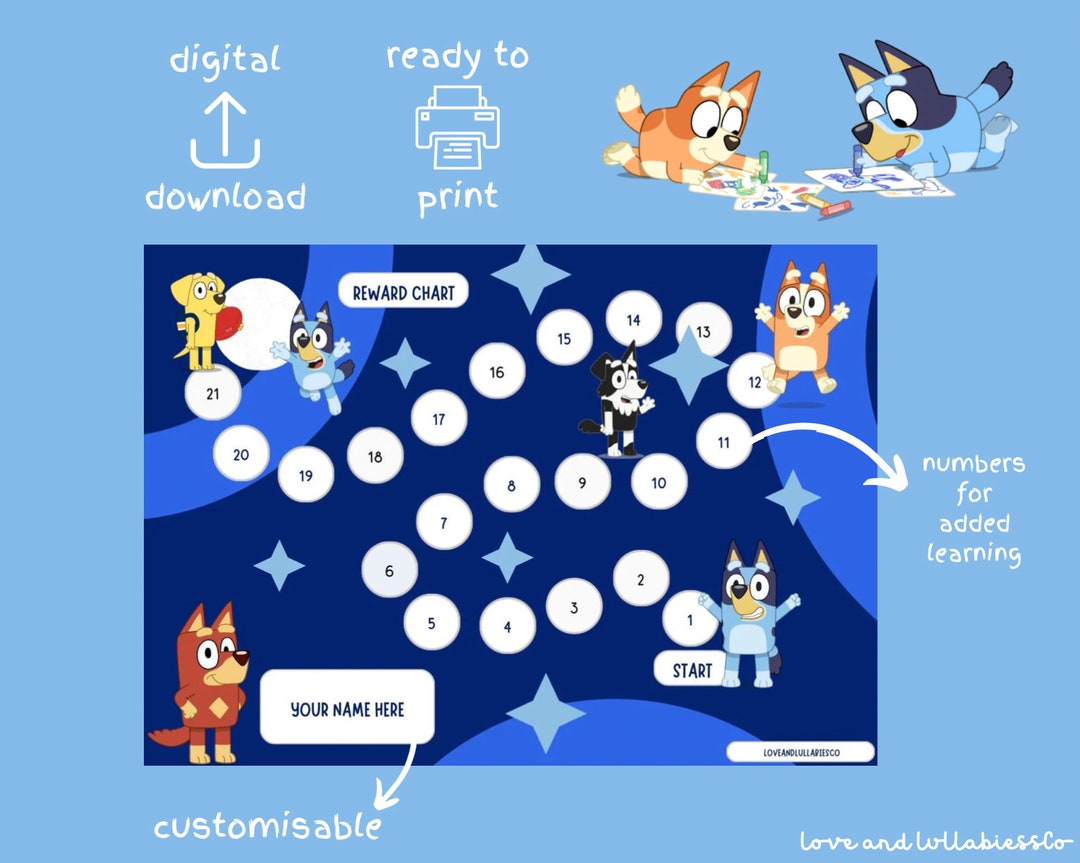 Downloadable Bluey Reward Chart - Etsy UK