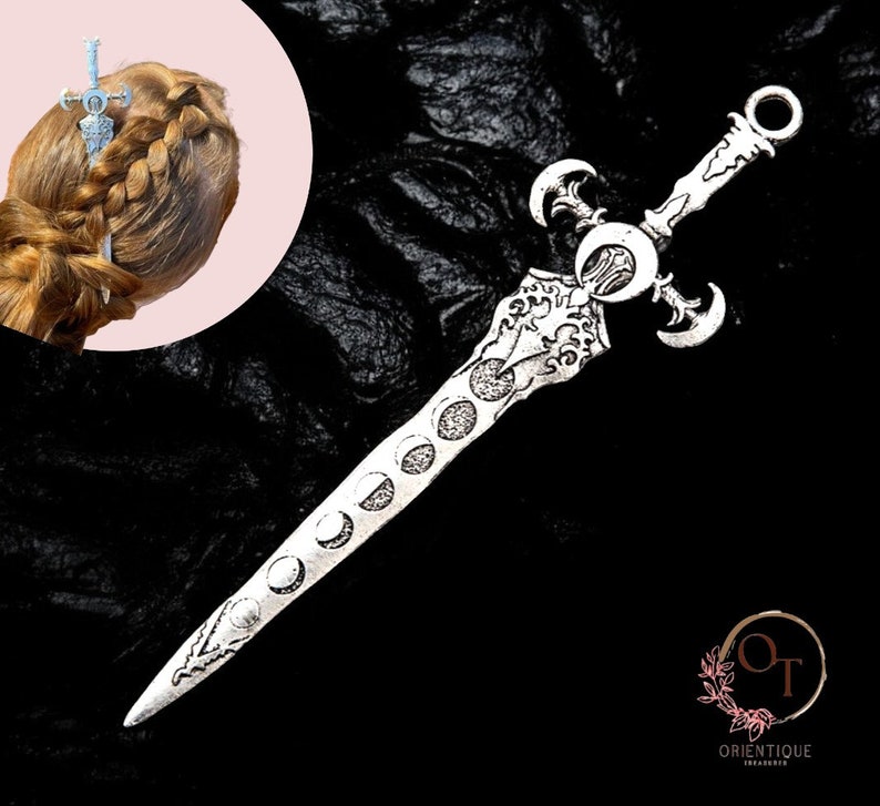 Vintage Moon Phase Sword Hair Stick Moon Hairpin Gothic Wicca Witch ...