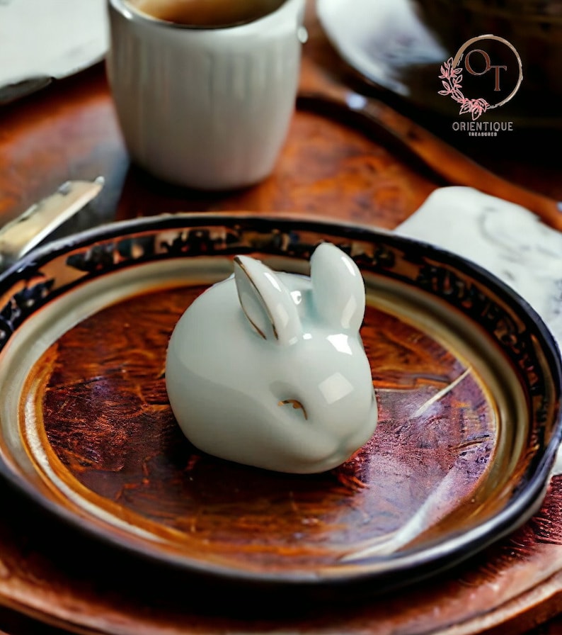 Jade Rabbit Tea Pet Ru Kiln Rabbit Ceramic Rabbit Figurine Cute Bunny ...