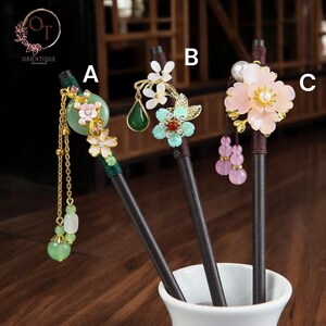 Vintage Chinese Style Wooden Hair Stick, Elegant Flower Hairpin With ...