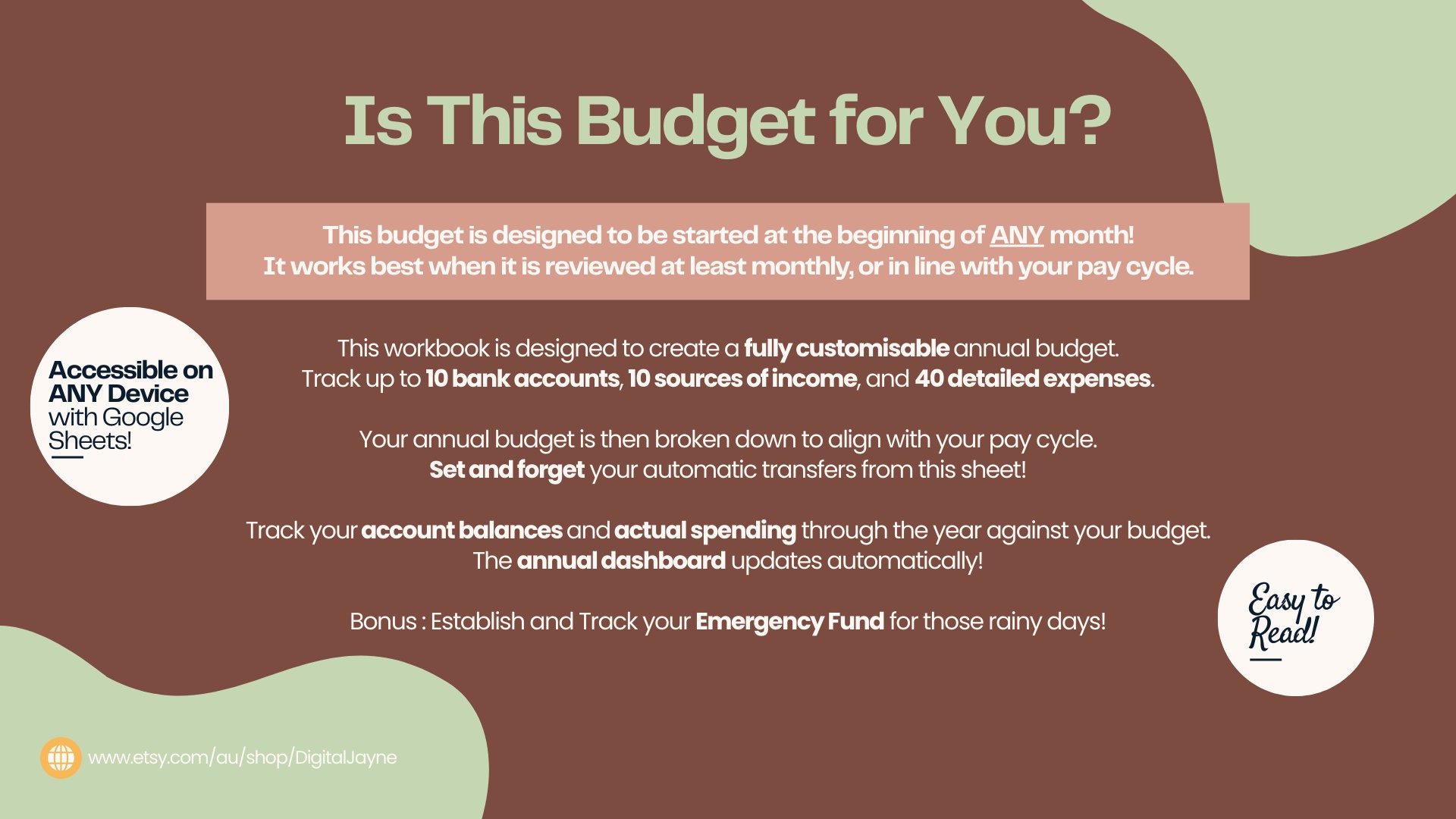Simple Annual Budget Template Google Sheets Track Income, Expenses ...